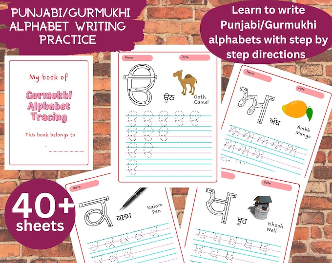 Punjabi Alphabet Learning Workbook, Gurmukhi Alphabet Learning Practice ...