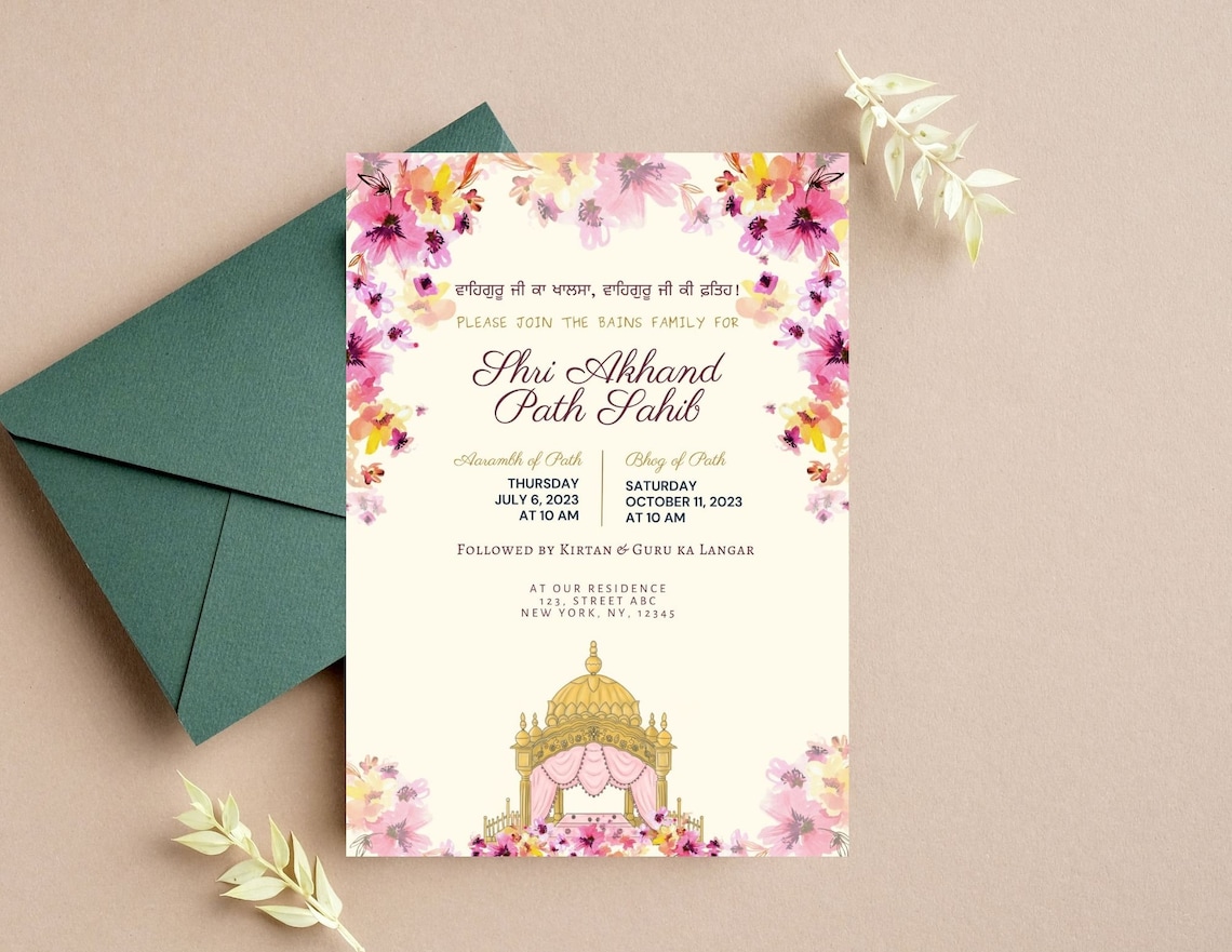 Akhand Paath Invitation,path Invite for Baby Birthday,baby Welcome,sikh ...