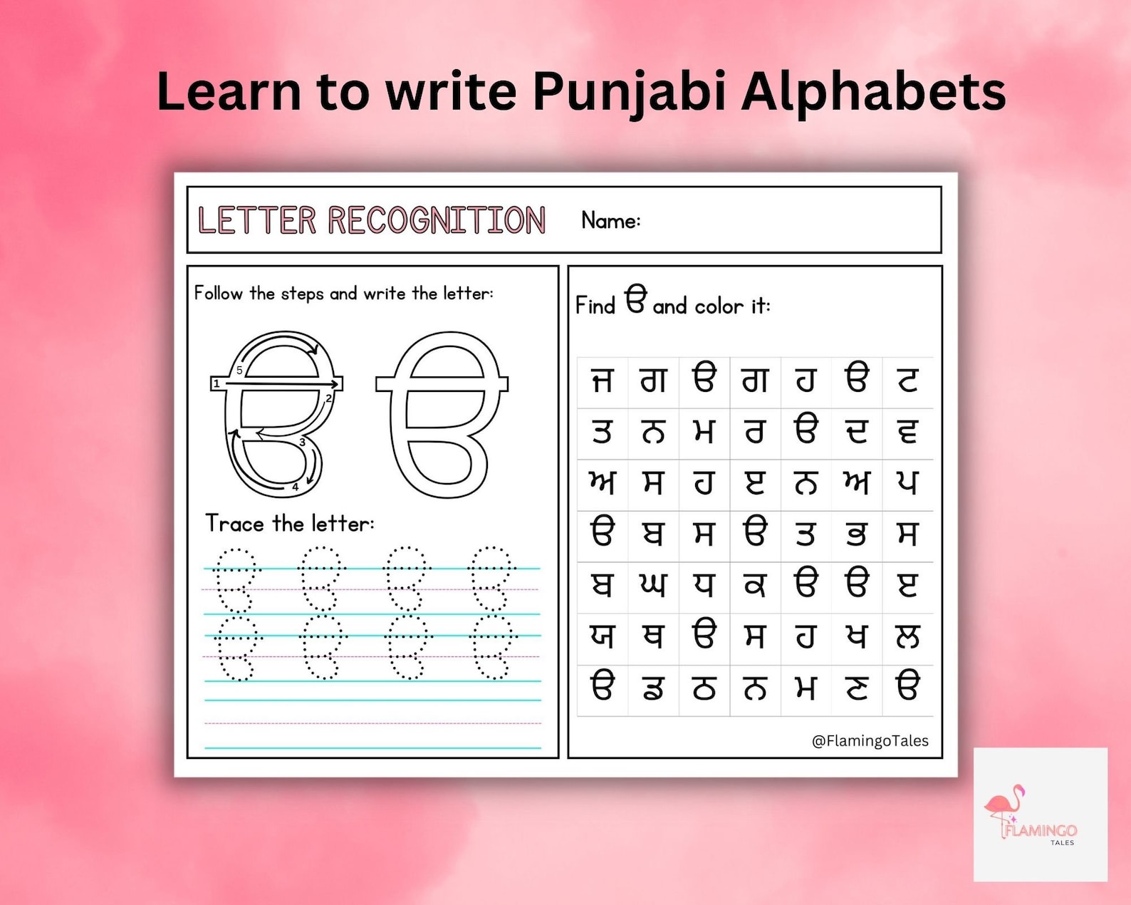 Punjabi Alphabet Learning Workbook, Gurmukhi Alphabet Learning Practice ...