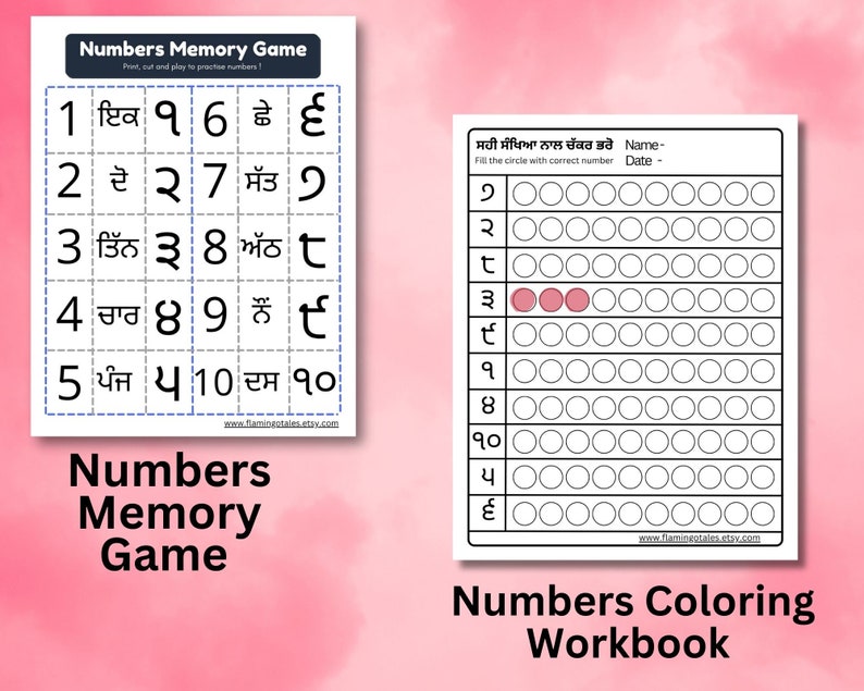 Punjabi Numbers Workbook,poster Flash Cards, Learn Punjabi at Home ...