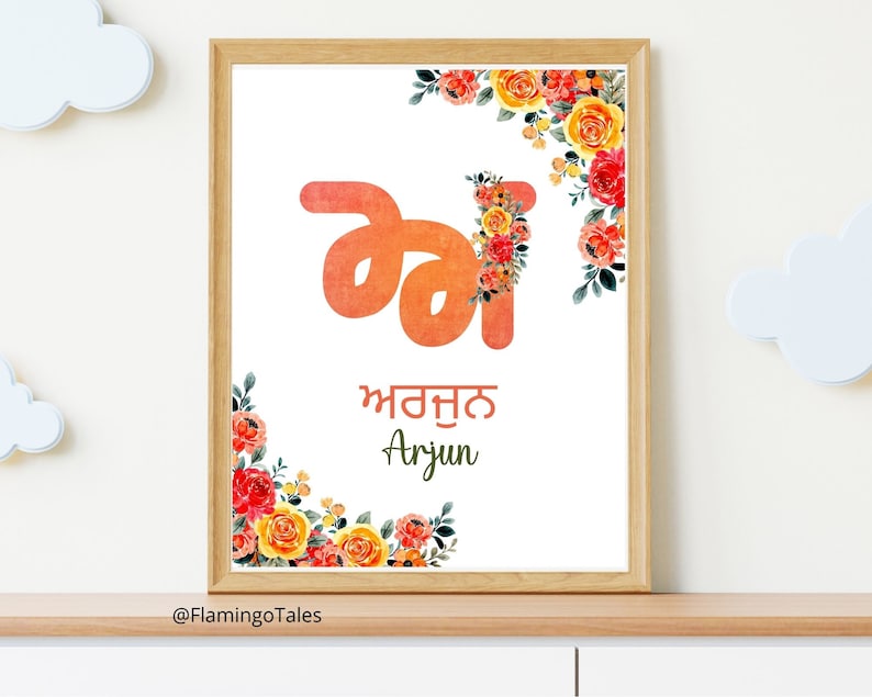 Sikh Name Nursery Art, Personalized Punjabi Kid Name Wall Art Decor ...