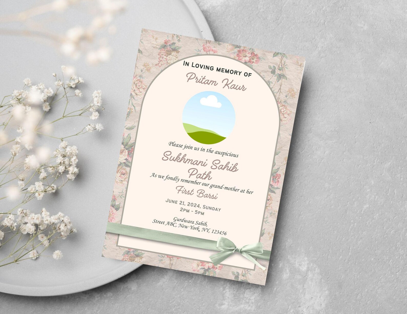 Sikh Barsi Invite,funeral,sukhmani Sahib Path,punjabi,invitation,diy ...