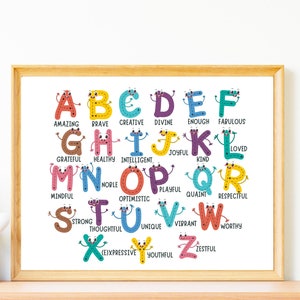 Positive Affirmation Words Abcs Alphabet Nursery Decor,unique Playroom ...
