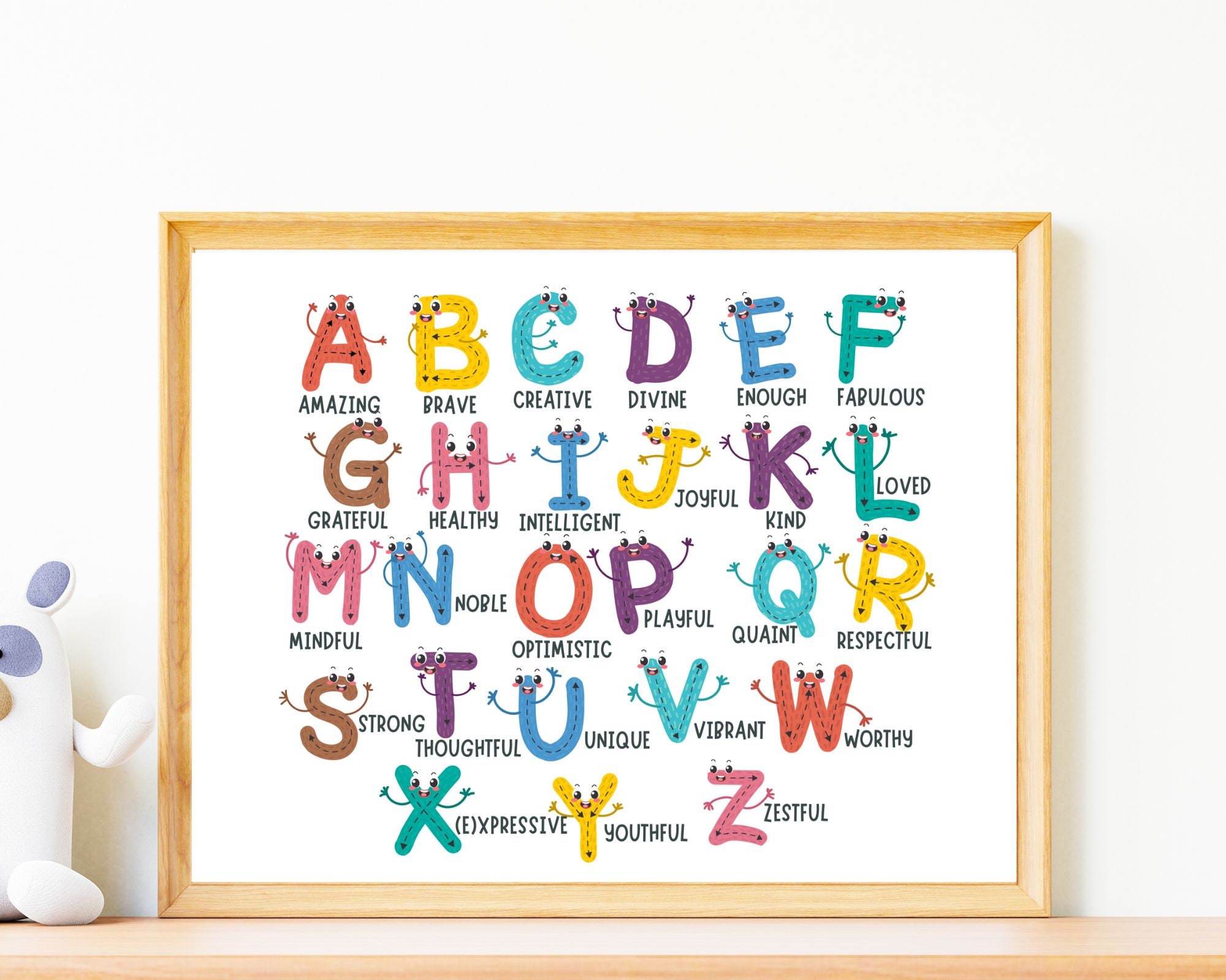 Positive Affirmation Words Abcs Alphabet Nursery Decor,unique Playroom ...