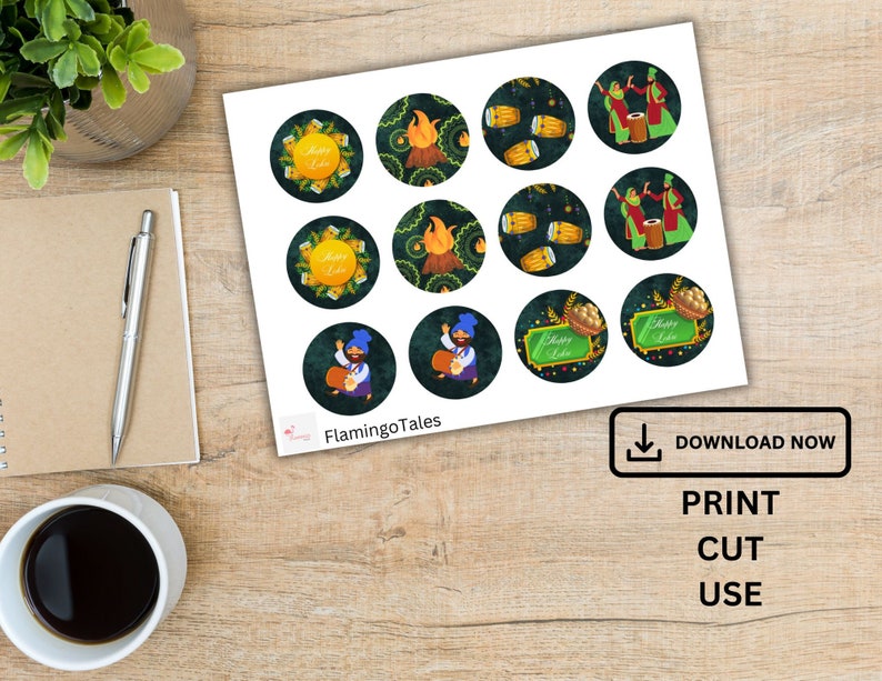 Lohri Cupcake Toppers Printable Lohri Favors Decor Babu First Lohri ...