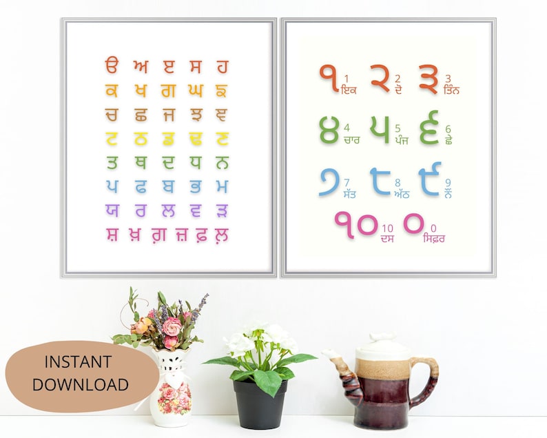 Gurmukhi Alphabets Numbers Print,punjabi Nursery Decor,painti Akhari ...