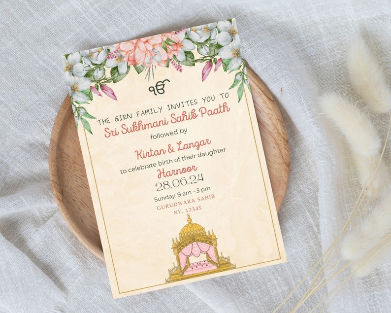 Sukhmani Sahib Paath Invite, Digital Sikh Invitations,punjabi Invites ...