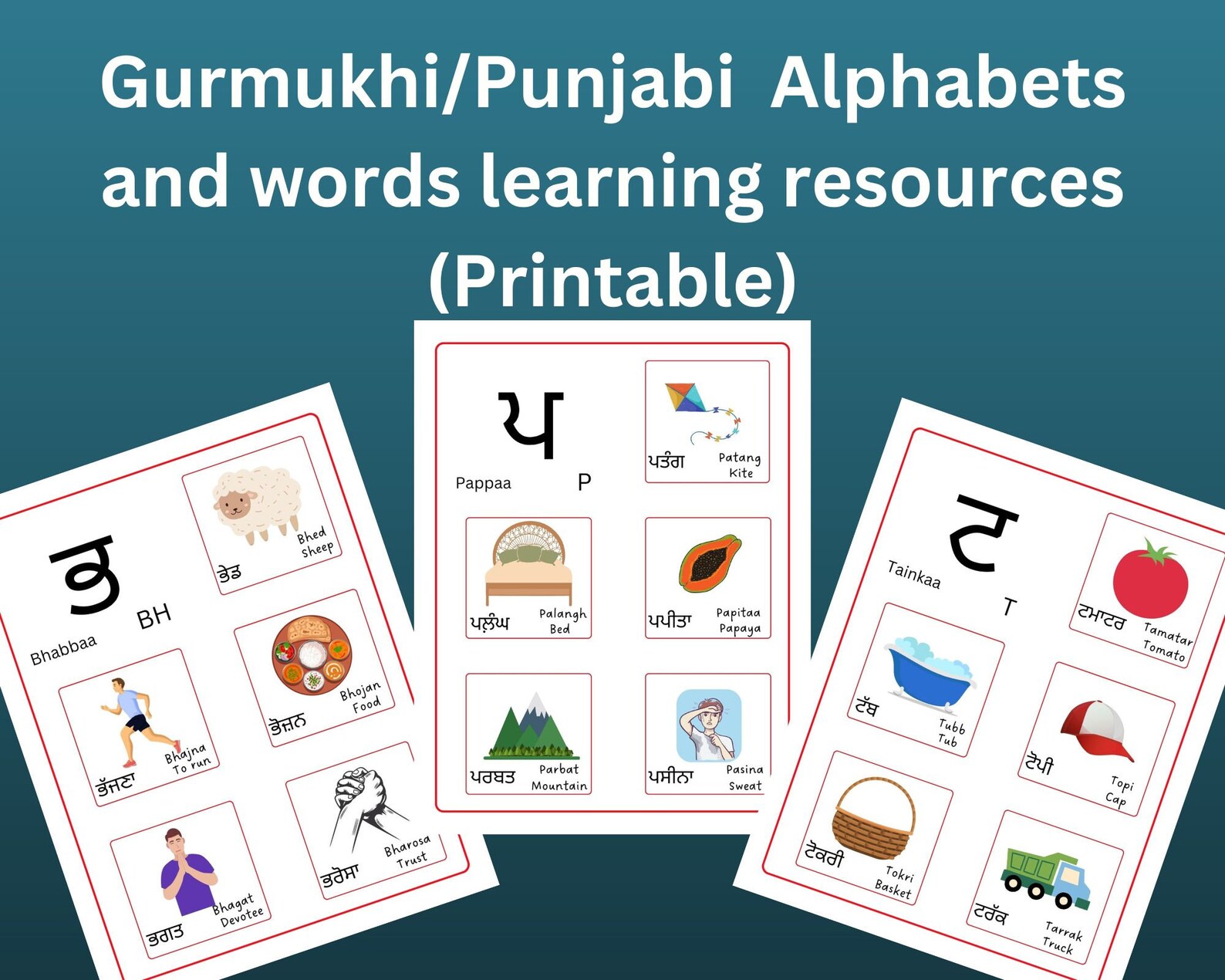 Punjabi Alphabet Letter Learning Workbook, Gurmukhi Shabad Bodh Painti ...