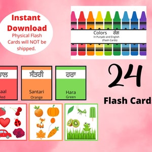 Colors in Punjabi Flash Cards,printable Flash Cards,punjabi English ...
