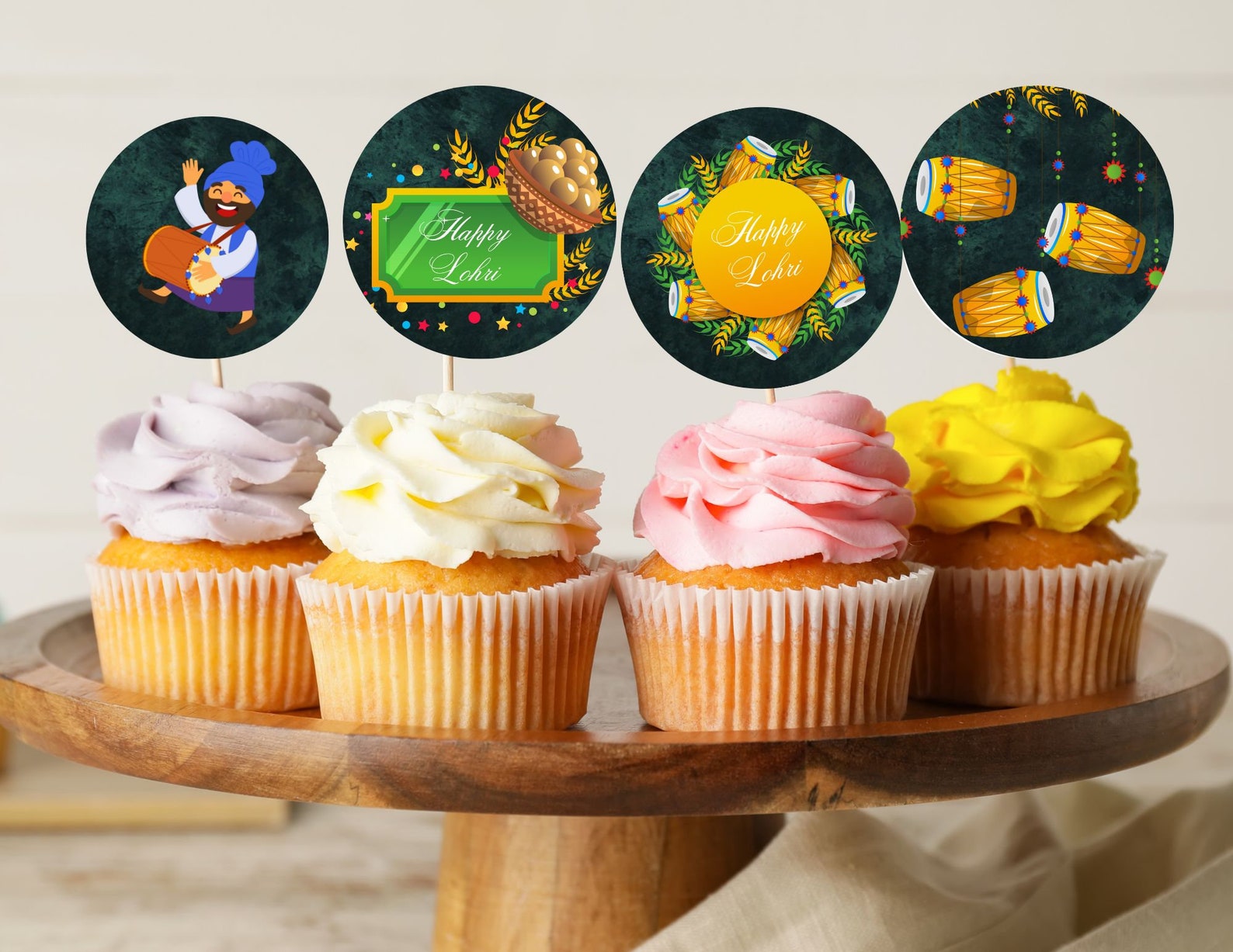 Lohri Cupcake Toppers Printable Lohri Favors Decor Babu First Lohri ...