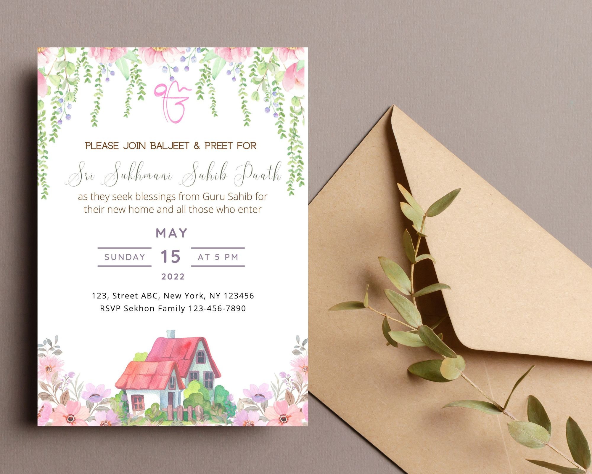 New Home Invite Sukhmani Sahib Paath Invitation for New House, Sikh ...