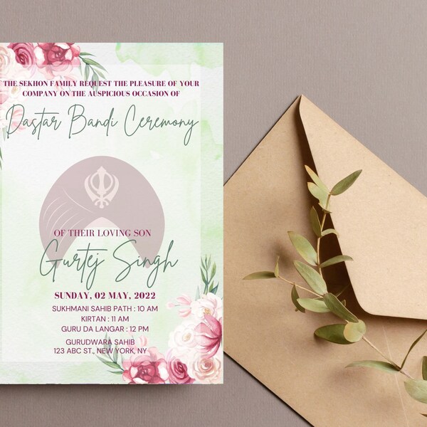 Dastar Bandi Card - Etsy