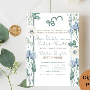 Sukhmani Sahib Paath Invitation for Retirement,digital Sikh Invitations ...