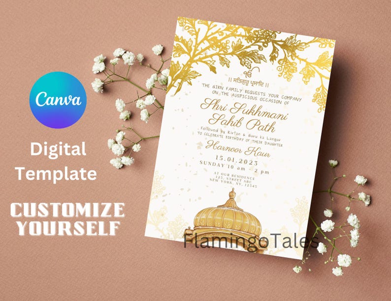 Sukhmani Sahib Paath Invite Template,canva,vintage,digital,e-card,e ...