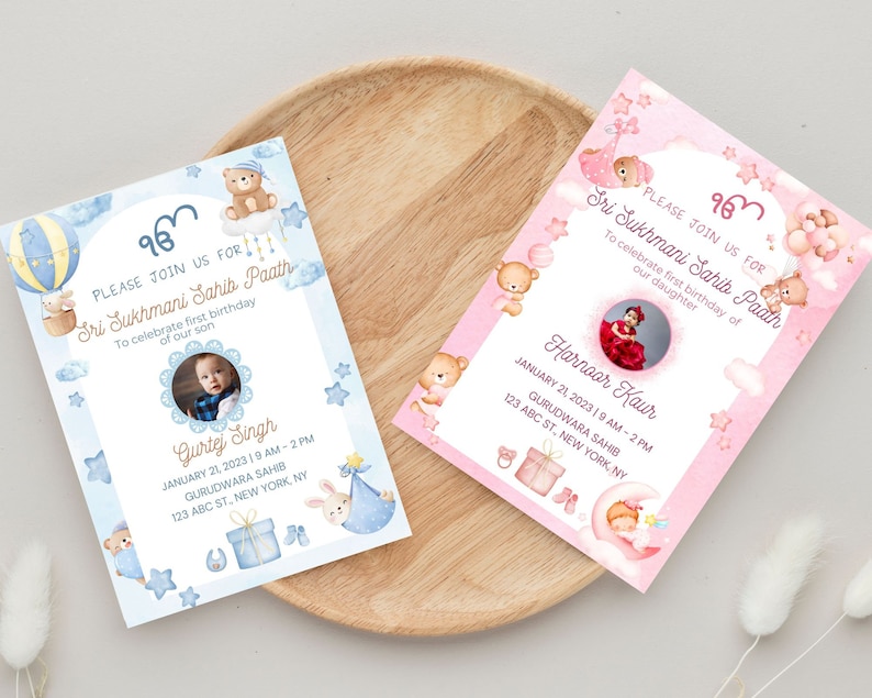 1st Birthday Sukhmani Sahib Paath Invitation,digital Sikh Invitations ...