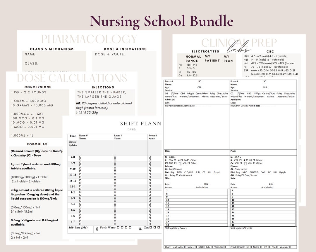 Clinical Rotation Nursing Bundle: Lab Values, Dosage Calculations ...