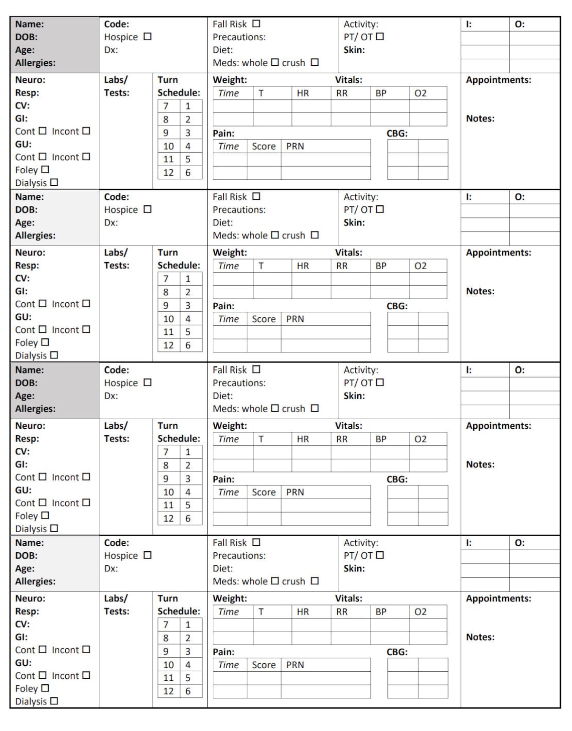 Best Nurse Report Sheet Bundle Med Surg ICU Skilled Nursing - Etsy