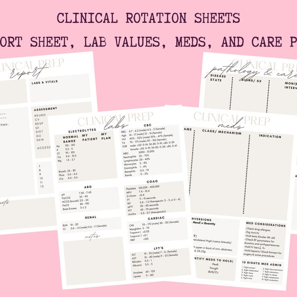 Nursing Clinical Cheat Sheets - Etsy