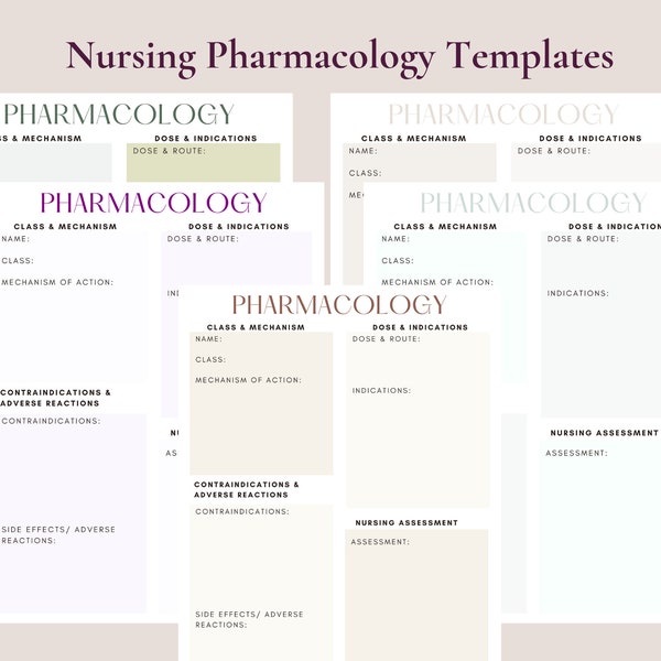 Pharmacology Template - Etsy