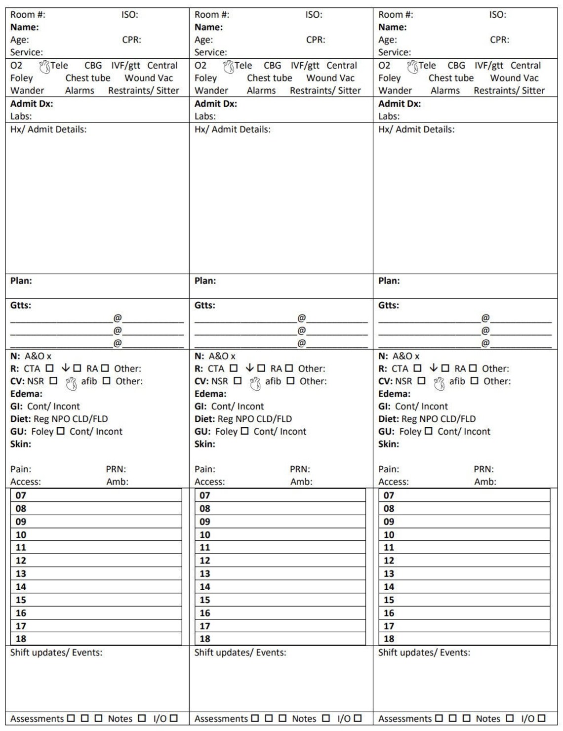 Report Sheet 3 Patients With Drip Section (day Shift and Night Shift ...