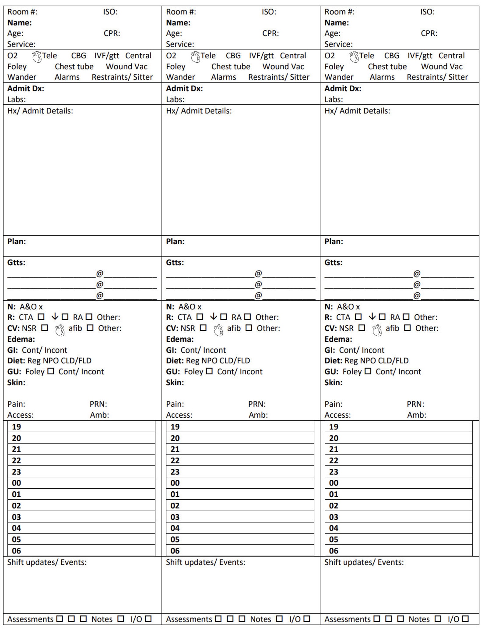 Report Sheet 3 Patients With Drip Section (day Shift and Night Shift ...