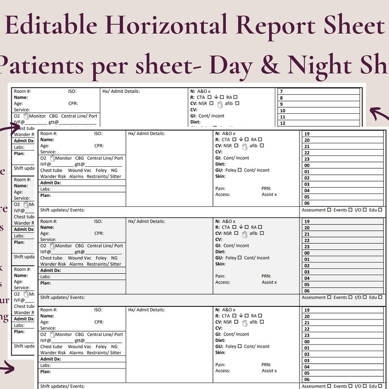 Sbar Nurse Report Sheet - Etsy