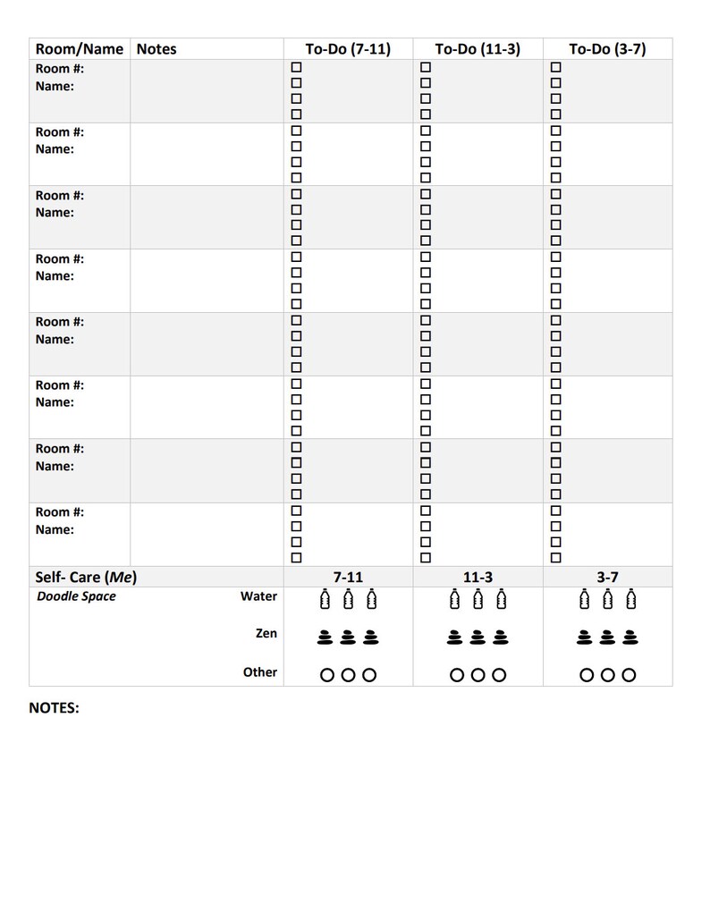 Vertical Shift Planner With Self-care and Decompress Doodle Space - Etsy