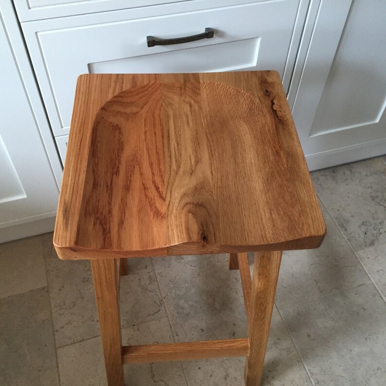 Solid Oak Bar Stool - Etsy UK