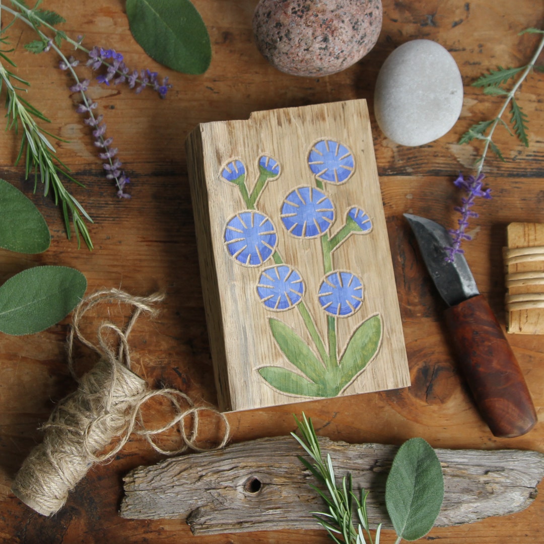 Chicory . Wooden Relief Made of Oak Wood Woodcut Oak - Etsy