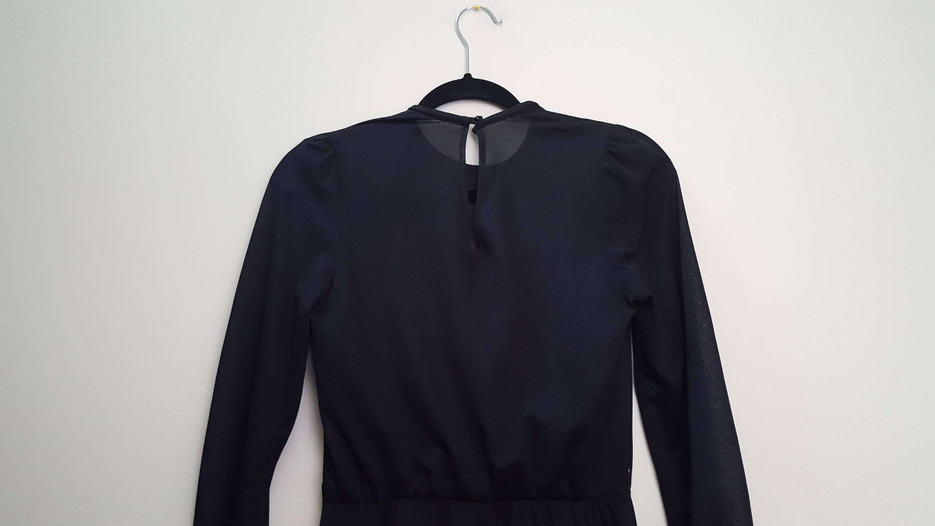 1970s Dress / Vintage 70s Black Floral Print Sheer Dress - Etsy