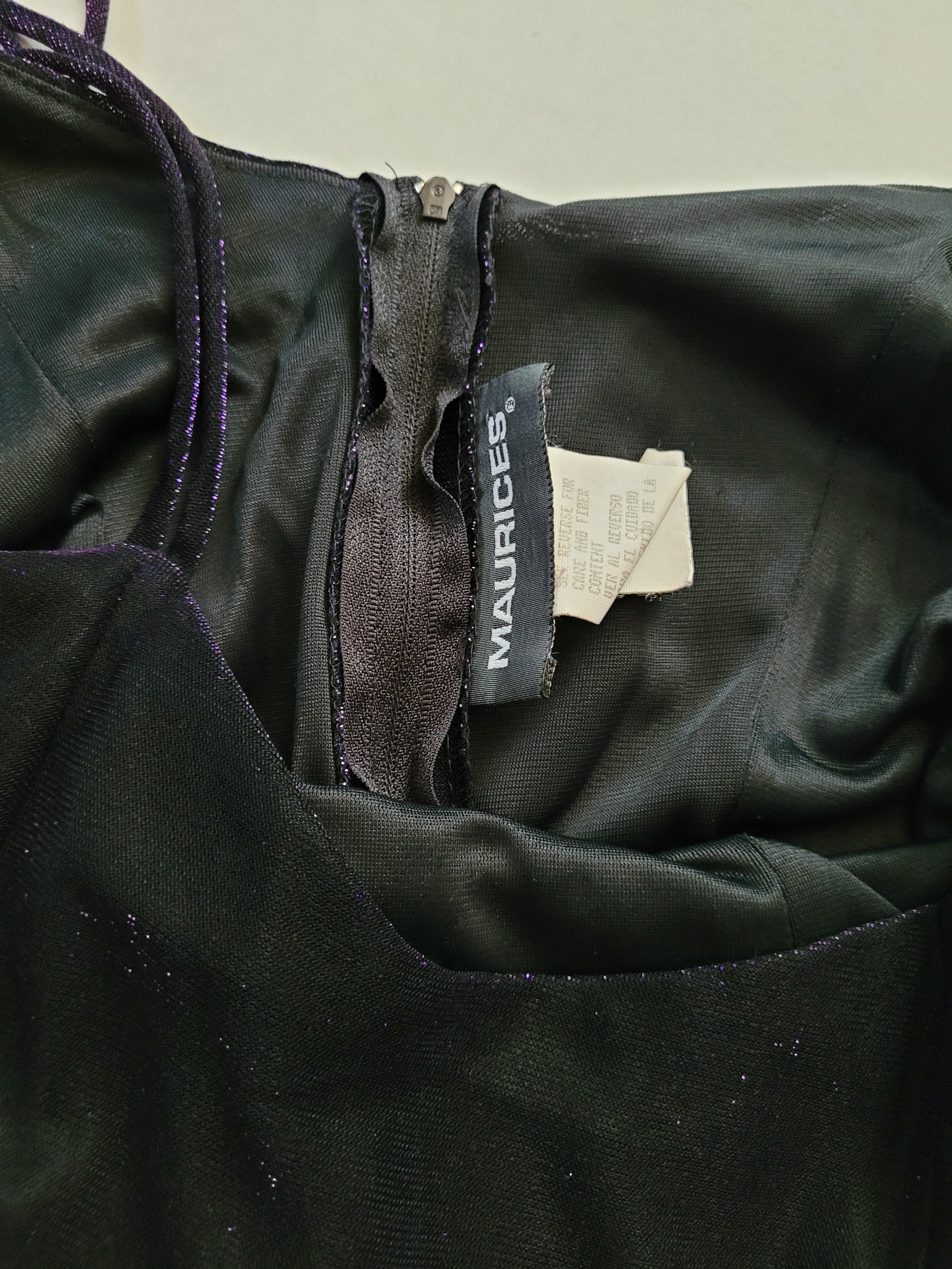 1990s Mini Dress / 90s Sparkly Iridescent Black and Purple Skater Dress ...