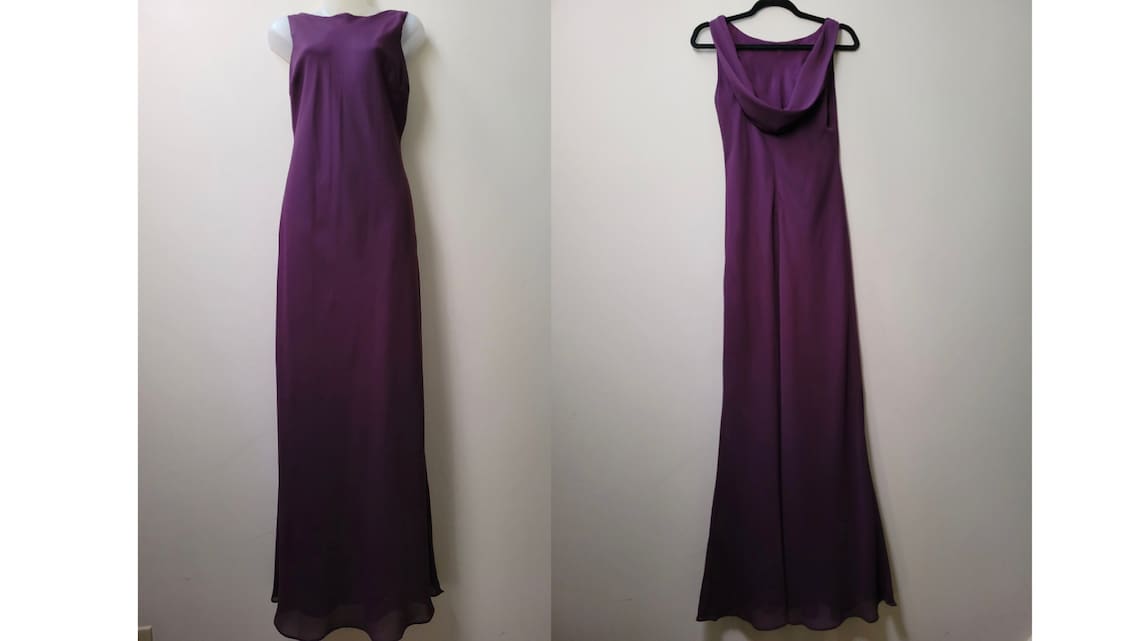 Low Back Formal Dress 90s/y2k Purple Drape Back Dress Vintage ...