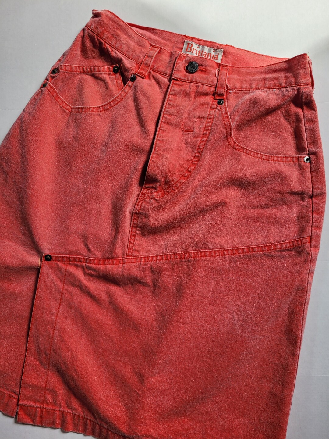 Denim Skirt 80s/90s Peach Pink Skirt Patchwork Skirt - Etsy