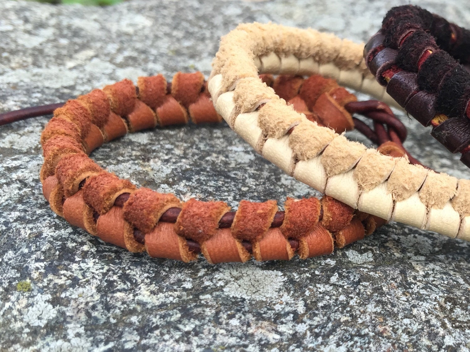 Men's Leather Bracelet. Genuine Leather / Deerskin Woven Bracelet. Man ...