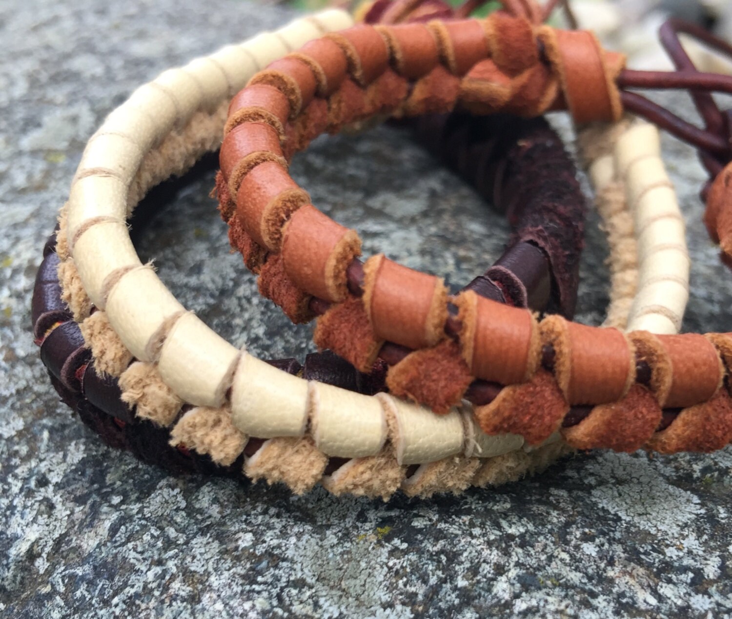 Men's Leather Bracelet. Genuine Leather / Deerskin Woven Bracelet. Man ...
