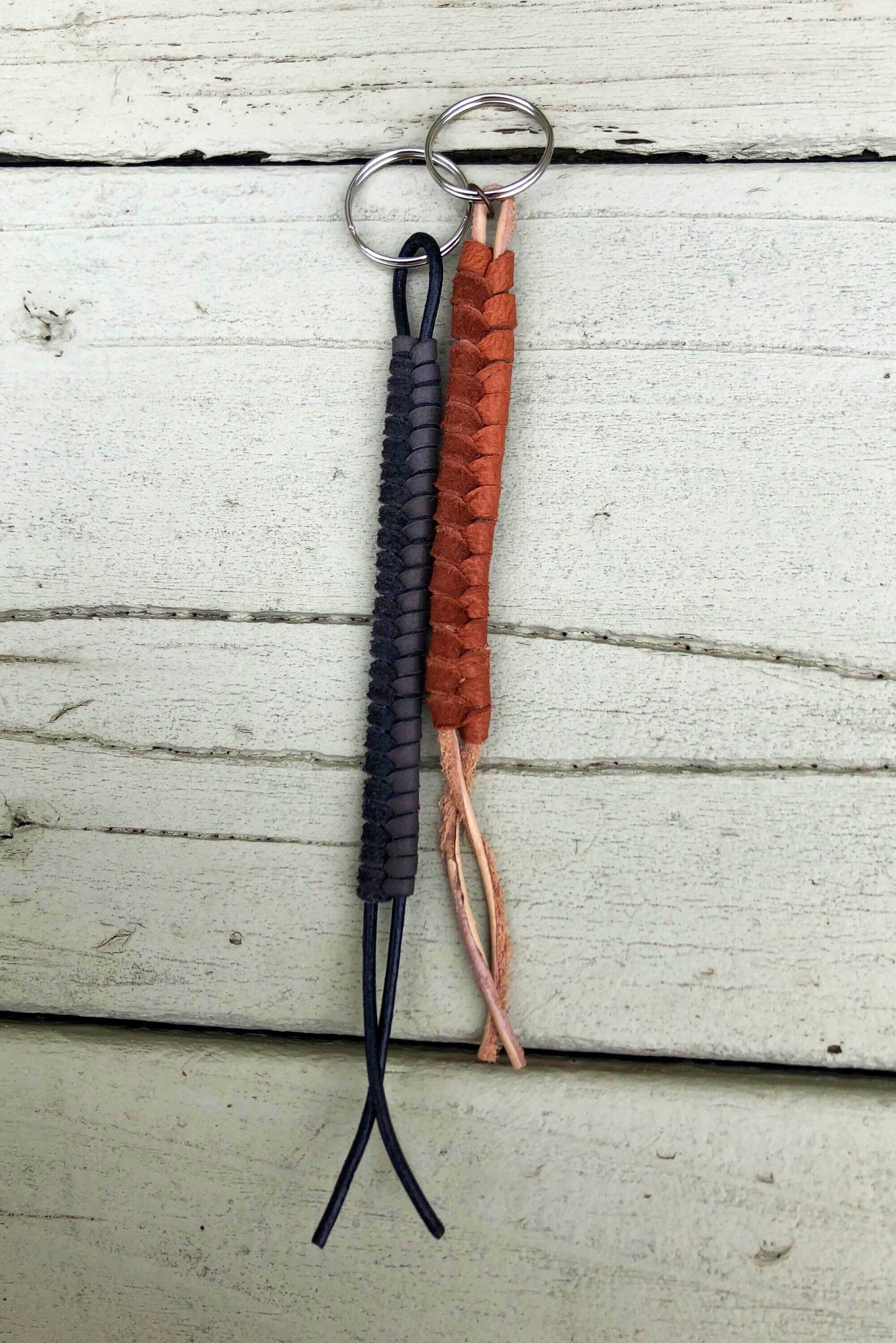 Woven Leather Minimalist Keychains. Men's Genuine Leather Keychain ...