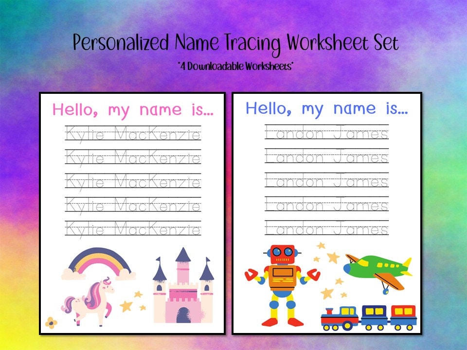 Custom Name Tracing Worksheet: Handwriting Practice (digital Download ...