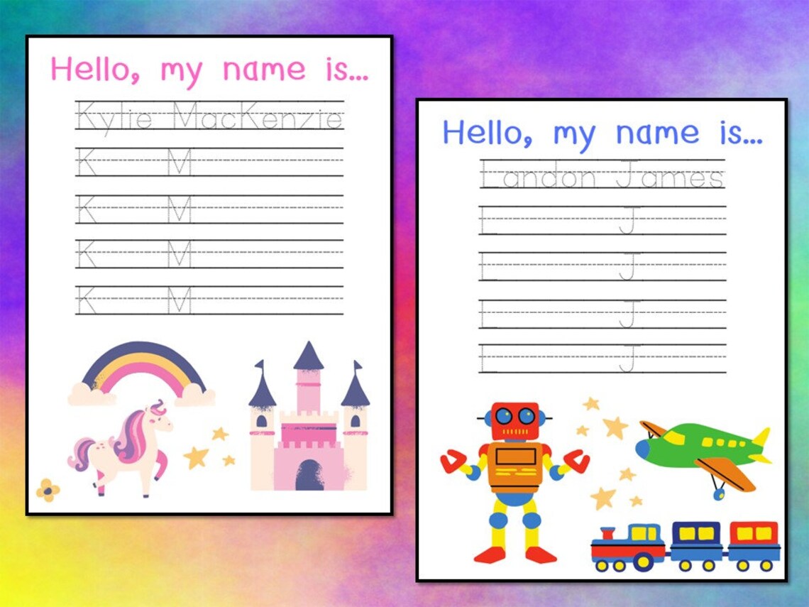 Custom Name Tracing Worksheet: Handwriting Practice (digital Download ...