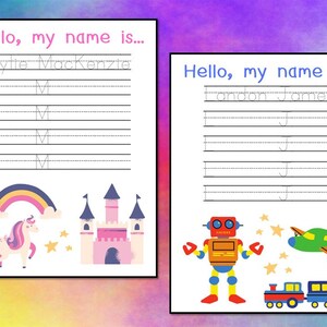 Custom Name Handwriting Practice, Name Tracing Worksheets, Printable ...