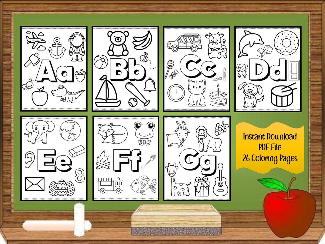 Alphabet Coloring Pages, Printable Coloring Book for Kids, ABC ...