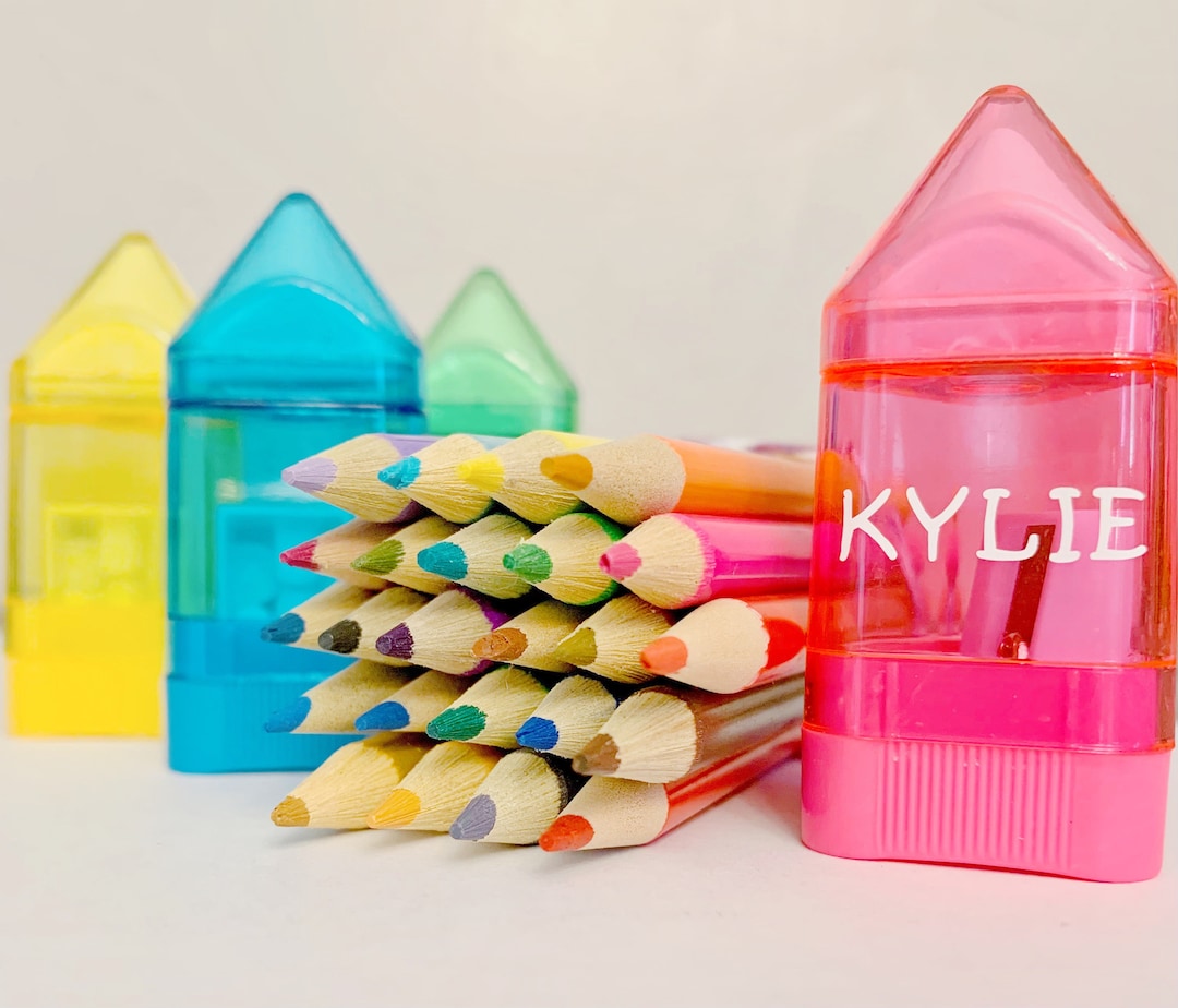 Personalized Pencil Sharpener With Mini Colored Pencils: Kids Party ...