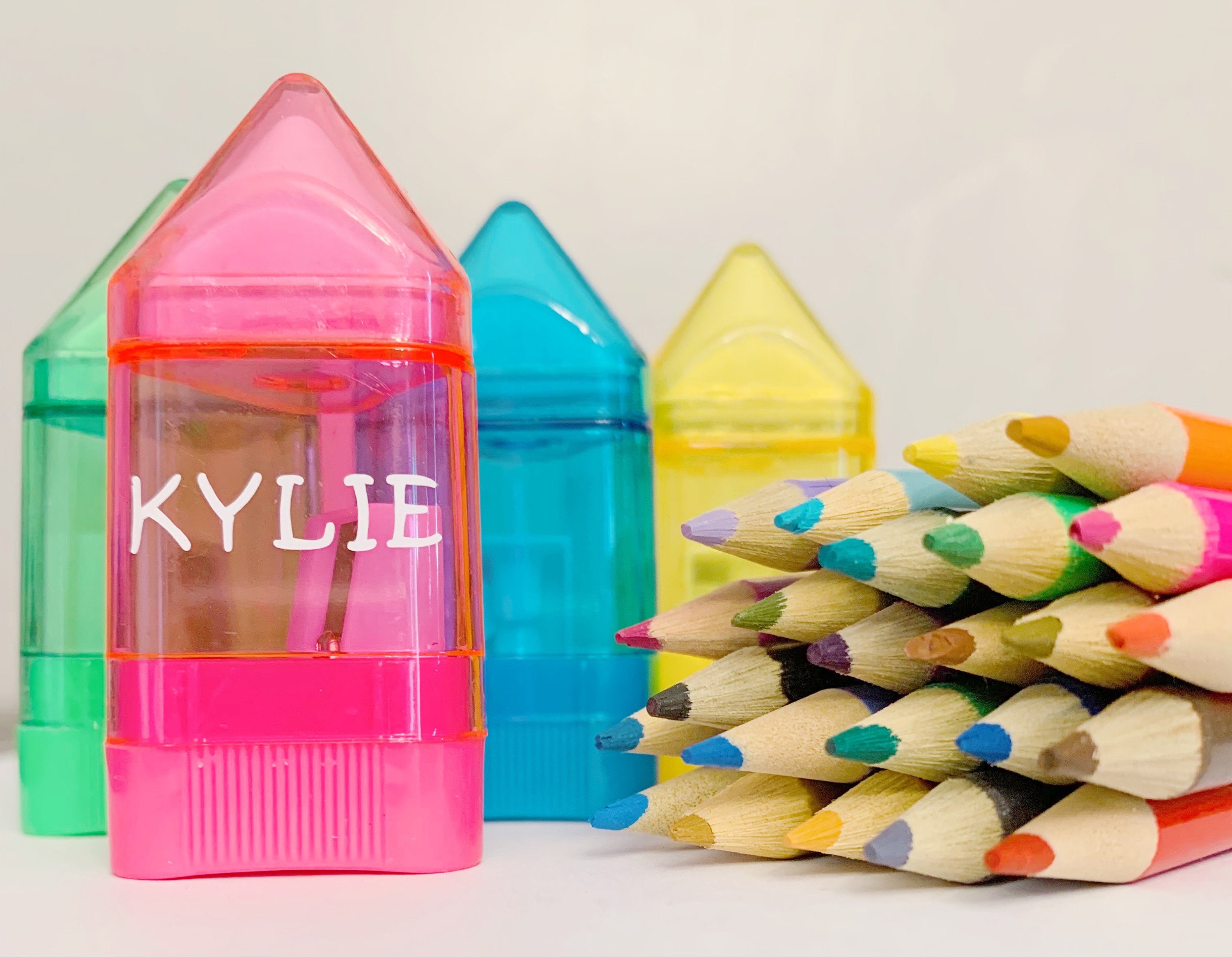 Personalized Pencil Sharpener With Mini Colored Pencils: Kids Party ...