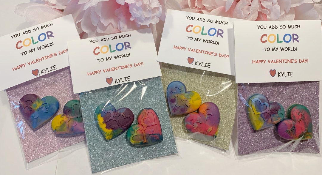 Valentine's Day Heart Crayons: Kids Classroom Favors - Set of 4 - Etsy