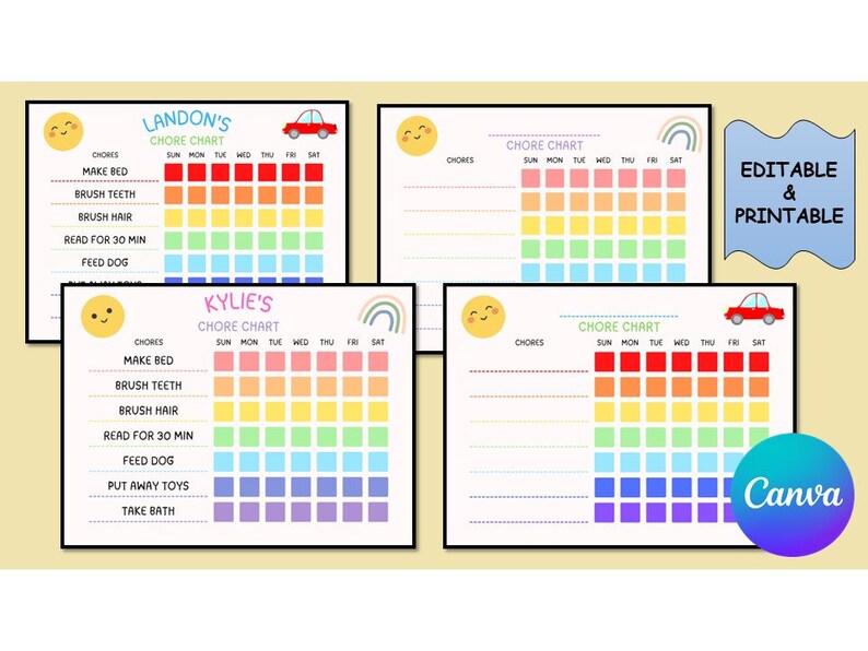Kids Chore Chart Printable Chore Chart for Kids Chore Chart - Etsy