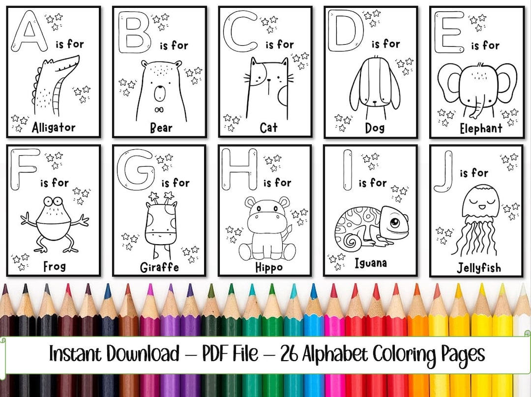 Alphabet Coloring Pages, Printable Coloring Book for Kids, ABC ...