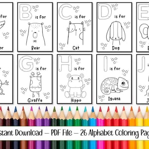 Alphabet Coloring Pages: ABC Printable Worksheets (PDF Download) - Etsy
