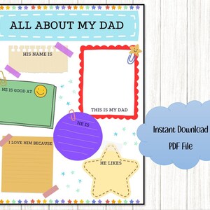 Kids Father's Day Card Printable, All About Dad Father's Day Gift ...