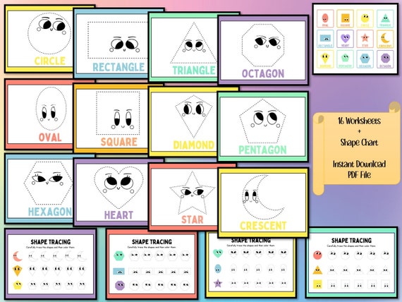 Hexagon Shape Tracing Worksheets