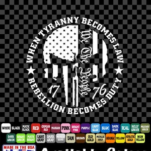 Punisher Sticker "when Tyranny Becomes Law" Skeleton Window Decal Cut ...