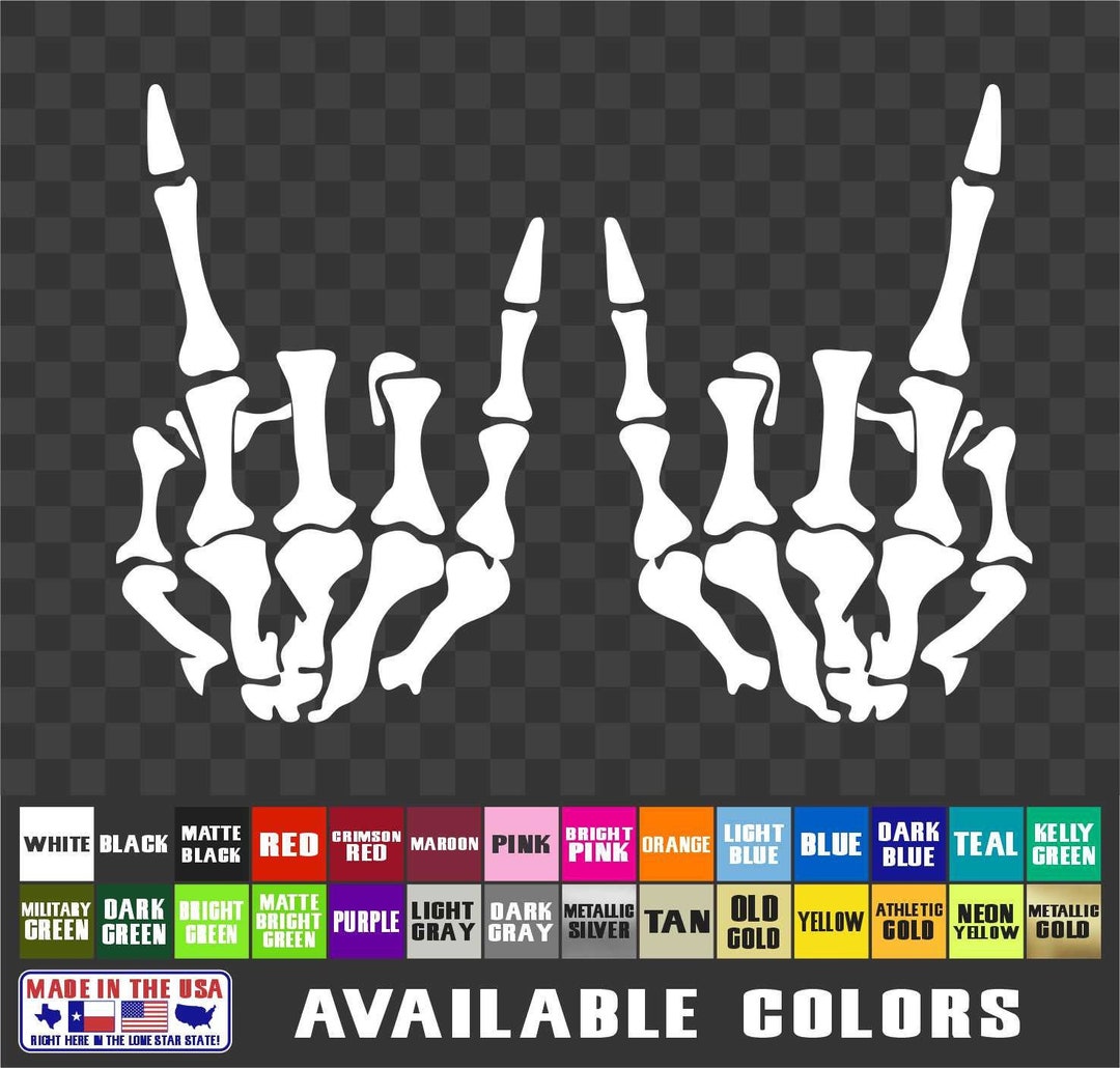 Skeleton Hand Metal Horns Sticker Rock & Roll Skull Decal - Etsy